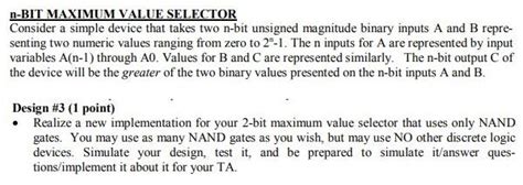 Solved Consider A Simple Device That Takes Two N Bit