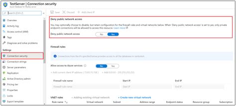 Deny Public Network Access Azure Portal Azure Database For Mysql Microsoft Learn