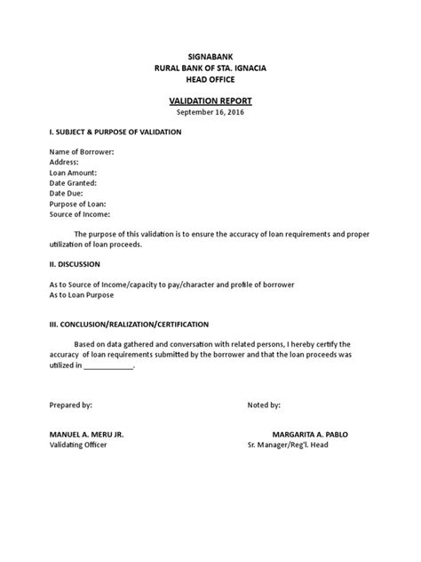 Validation Report I Subject And Purpose Of Validation Pdf