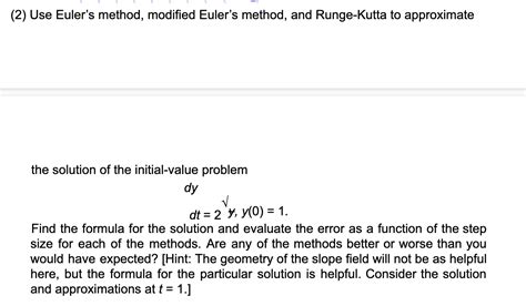 2 Use Euler S Method Modified Euler S Method And Chegg Com