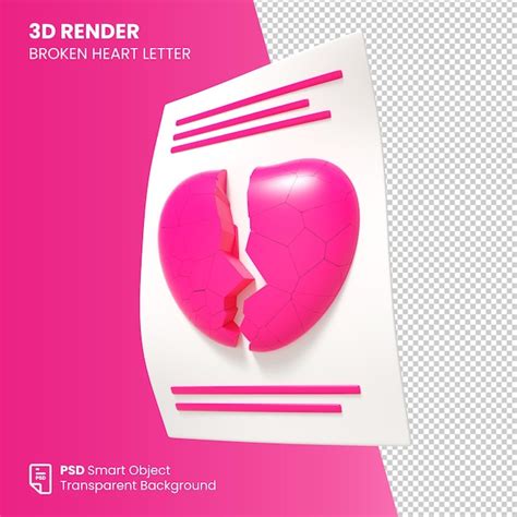 Premium PSD D Render Broken Heart Letter