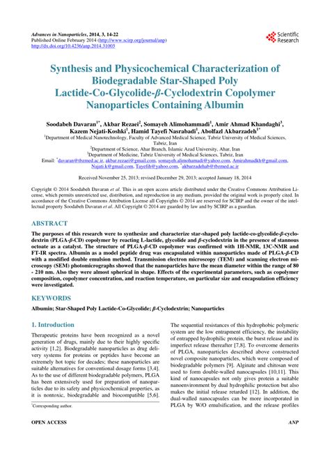 Pdf Synthesis And Physicochemical Characterization Of Biodegradable Star Shaped Poly Lactide
