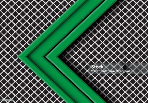 회색 금속 평방 메쉬 디자인 현대 미래 배경 벡터 일러스트 레이 션에 추상 녹색 화살표 방향 겹칩니다 0명에 대한 스톡 벡터 아트 및 기타 이미지 Istock