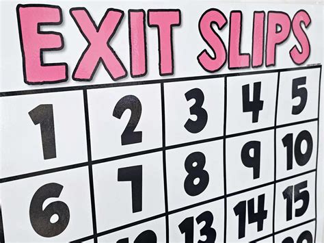 Exit Slips Anchor Chart Hard Good Option Pink To