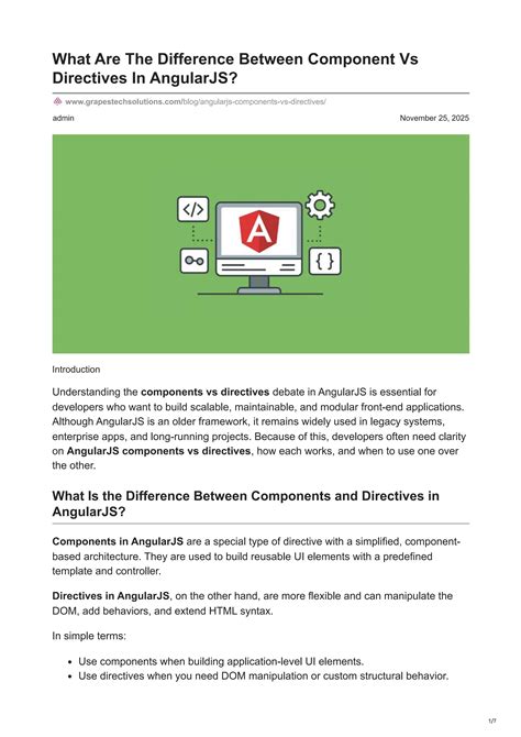 Angularjs Components Vs Directives Key Differences Explained Pdf