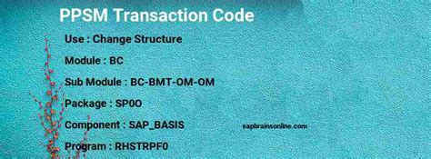 PPSM SAP Tcode For Change Structure PPSM SAP Tcode For Change Structure