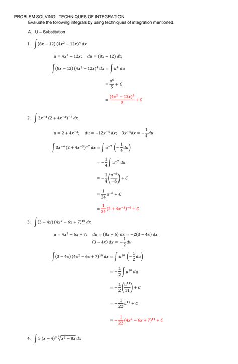 Solved Problems In Integral Calculus Techniques Of Integration