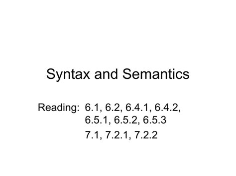 Syntax Andsemantics