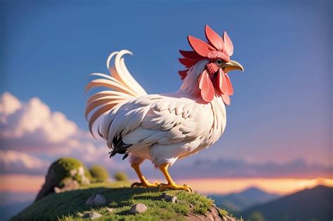 Premium Ai Image Big Rooster Crowing Gorgeous Feather Cockscomb
