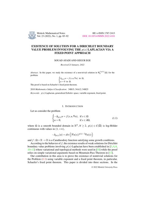 Pdf Existence Of Solution For A Dirichlet Boundary Value Problem