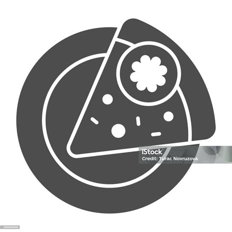 접시 솔리드 아이콘에 피자 슬라이스 흰색에 격리 된 패스트 푸드 벡터 그림입니다 페퍼로니 글리프 스타일 디자인 웹 및 응용