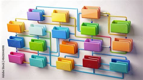 Colorful Diagram Showcases Categorization Process With Folders Files