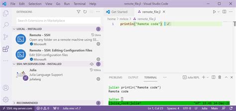 Remote Development Julia In VS Code