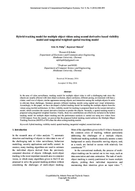 Pdf Hybrid Tracking Model For Multiple Object Videos Using Second