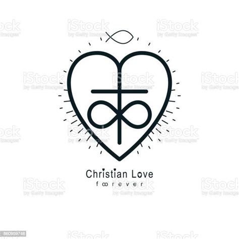 하나님 벡터 크리에이 티브 기호 디자인의 진정한 믿음과 영원한 기독교 사랑 무한 무한 루프와 기독교 십자가 벡터 기호 결합 개념에 대한 스톡 벡터 아트 및 기타 이미지