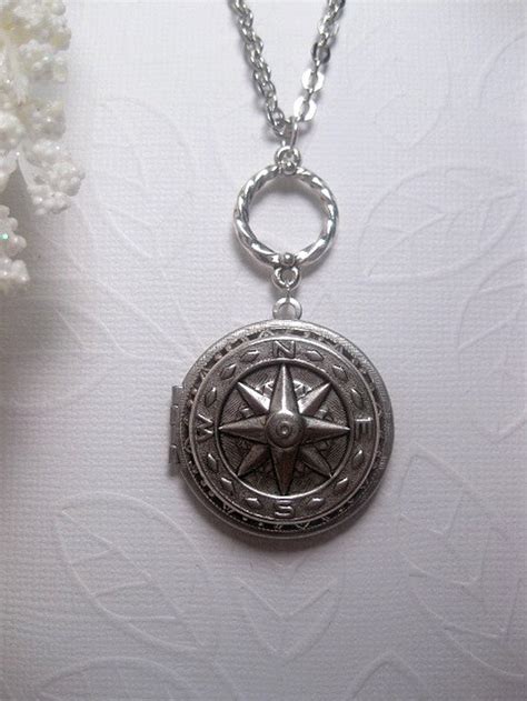 Compass Locket Necklace True North Locket Necklace Art Pendant