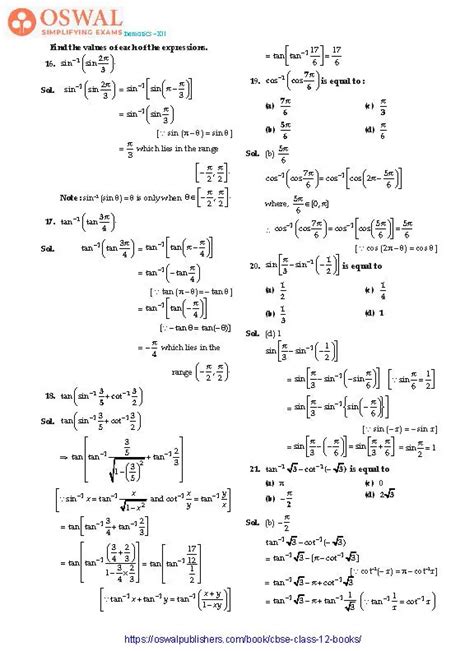 Ncert Solutions For Class 12 Maths Chapter 2 Inverse Trignometric Functions
