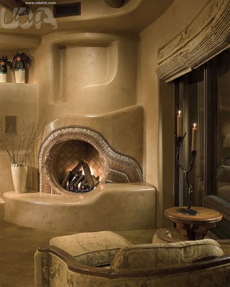 Organic Adobe Fireplace Hobbit Fireplace Southwest Fireplace Arizona