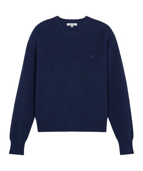 Maison KitsunÉ 午夜藍變化狐狸頭舒適羅紋毛衣 中性 S 誠品線上