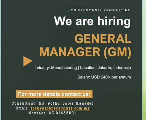 Job Personnel Consulting Sdn Bhd On Linkedin Gm Generalmanager