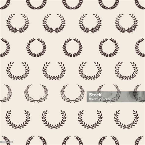 빈티지 화환 무늬 그리스 월계수 수상 원활한 질감 벡터 올리브 가지 배경 0명에 대한 스톡 벡터 아트 및 기타 이미지 0명