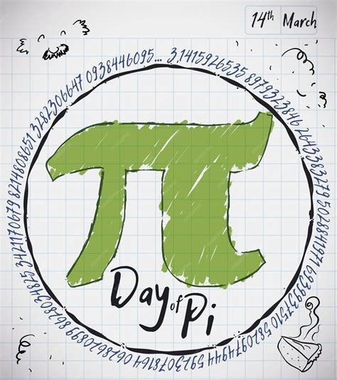 Poster Para O Dia Do Pi Com Papel De Caderno Com Rabiscos Engraçados De Um Símbolo De Pi De Uma