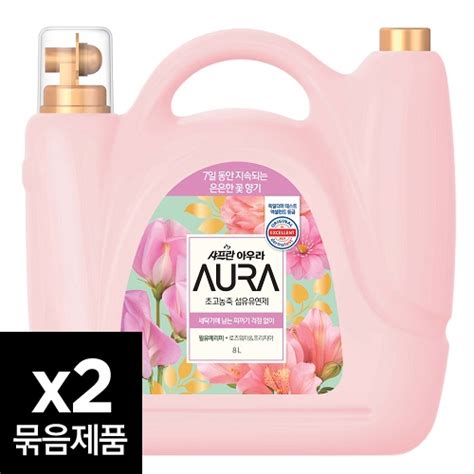 샤프란 아우라 대용량섬유유연제 윌유메리미 8l X2 Lg생활건강 가족몰