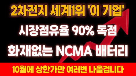 상한가 🔥화재없는 Ncma 배터리 개발 성공 이 기업 앞으로 2차전지 시장점유율 90 독보적 세계1위 도전재 기업 됩니다