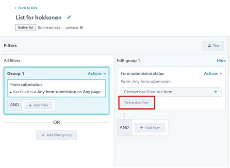 solved hubspot community am i able to filter an list based on form