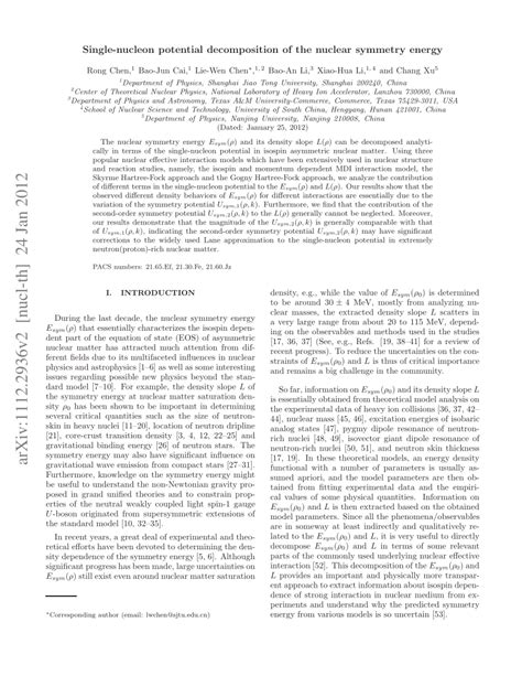 Pdf Single Nucleon Potential Decomposition Of The Nuclear Symmetry Energy