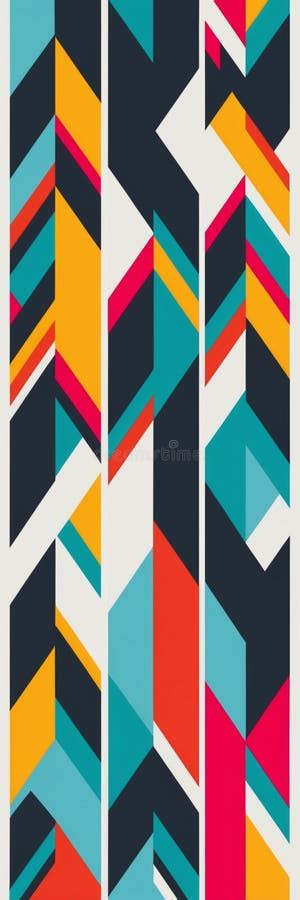 Abstract Geometric Patterns In Vertical Arrangement With Vibrant Colors