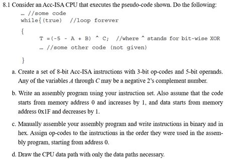 8 1 Consider An Acc Isa Cpu That Executes The