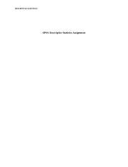 SPSS Docx DESCRIPTIVE STATISTICS SPSS Descriptive Statistics Assignment DESCRIPTIVE
