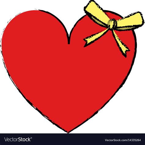 Drawing Cute Love Heart Passion With Bow Vector Image