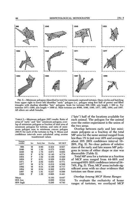 minimum polygons described in text for commonly captured tortoises