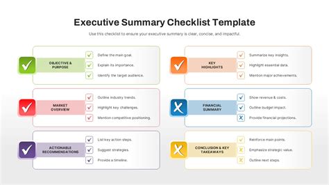 Executive Summary Checklist PowerPoint And Google Slides Template