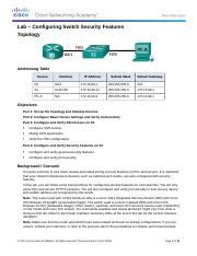 Lab 5 Configuring Switch Security Features Docx Lab Configuring Switch Security Features