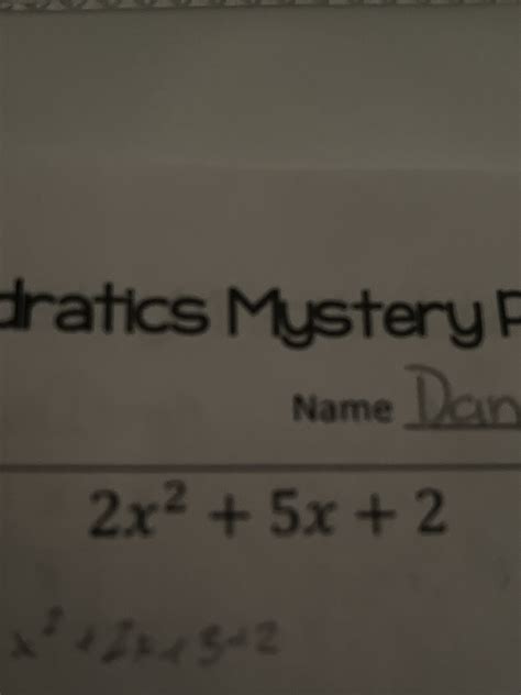 Dratics Mystery Name 2 X2 5 X 2 StudyX