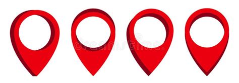 Pin Map Marker Pointer Set Isometric Red Gps Location Flat Symbol