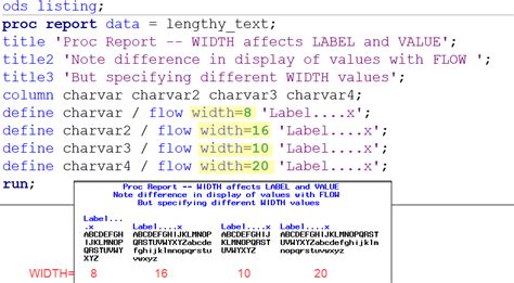 How To Solve Variable Length Problems In Output Using Proc Report Sas Support Communities