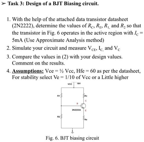 Solved Task 3 Design Of A Bjt Biasing Circuit 1 With The Help Of The Attached Transistor