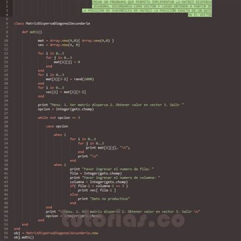 POO Ruby Matriz Dispersa Diagonal Secundaria En Vector Tutorias Co