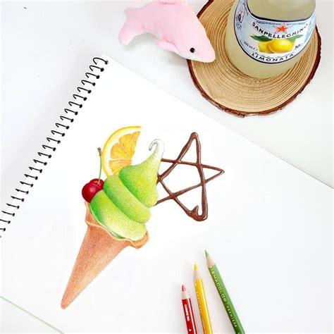 임새봄 😀 그림을 그려요 On Instagram 더달아 아이스크림🍦 모두들 무더위 힘내세요🙉🙈 색연필
