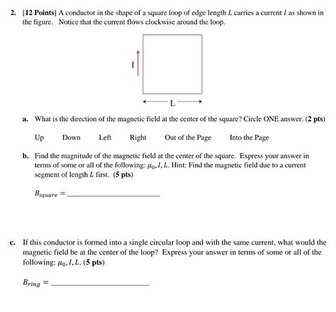 Solved 12 Points A Conductor In The Shape Of A Square Chegg Com