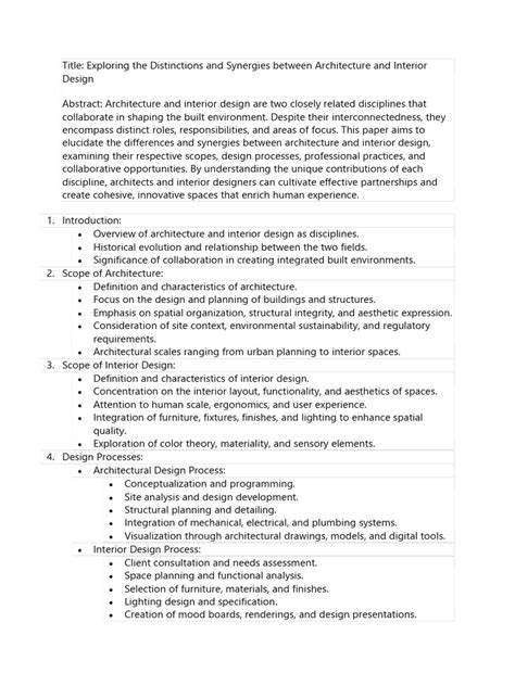Architecture Vs Interior Design Pdf Interior Design Architect