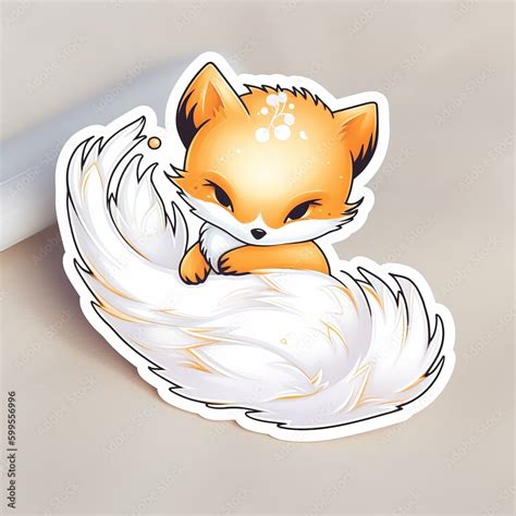 A Cute Chibi Fox Sticker With A White Background Radiating Adorable And Lovable Vibes The