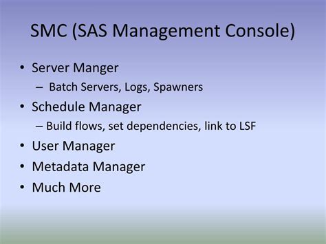 Ppt Sas Data Integration Sas Management Console Platform Lsf The Complete Package