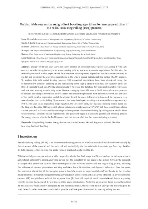 Pdf Multivariable Regression And Gradient Boosting Algorithms For Energy Prediction In The