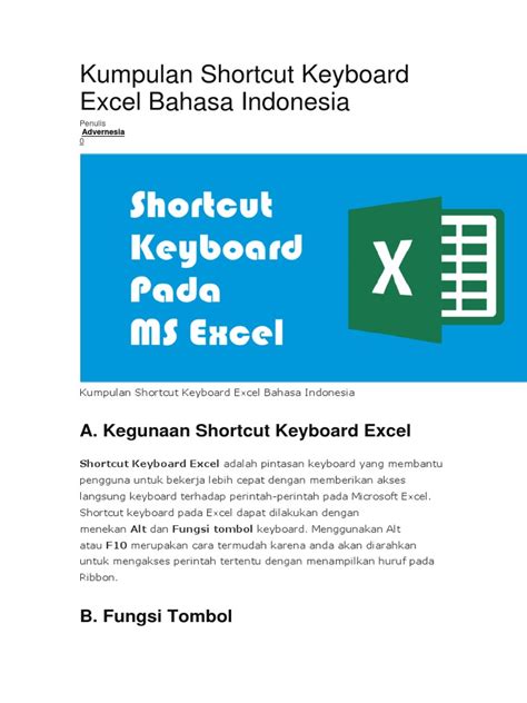 Kumpulan Shortcut Keyboard Excel Bahasa Indonesia Pdf