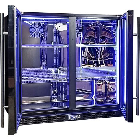 Schmick Twin Door Quiet Running Black Heated Glass Door Bar Fridge — The Modern Cave Australia